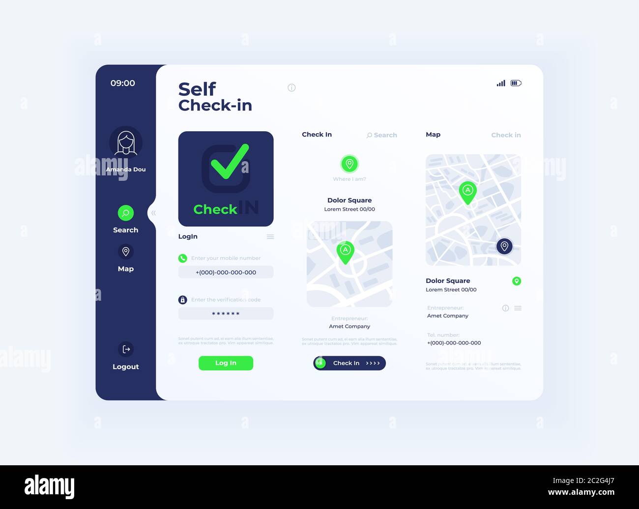 Self check in tablet interface vector template Stock Vector Image & Art ...