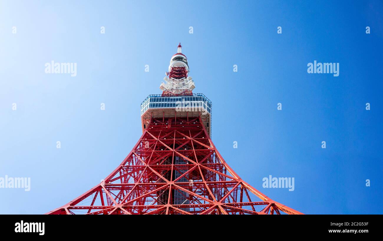 Tokyo tower Japan blue sky steel architecture day Stock Photo - Alamy