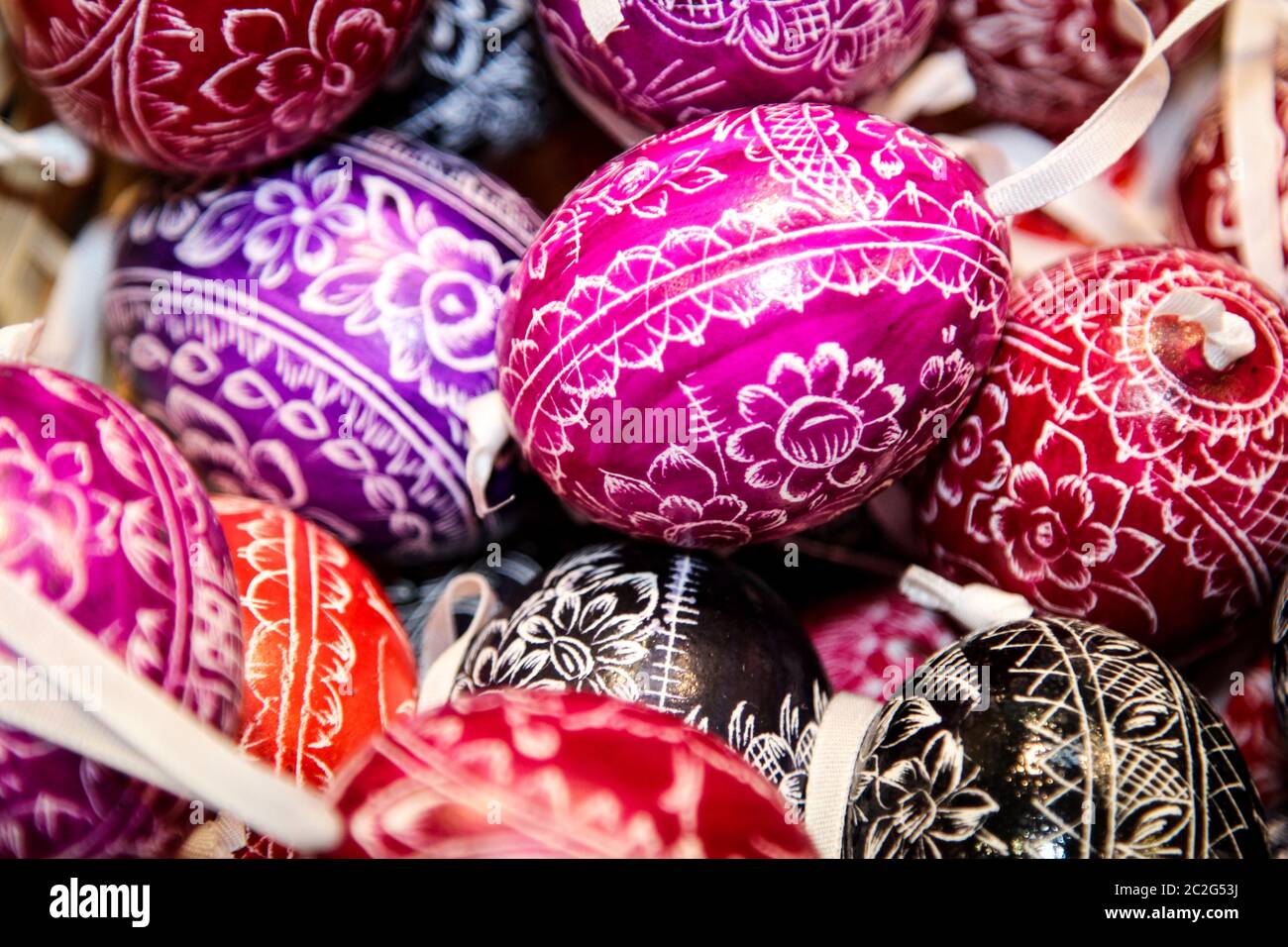 Colorful Easter eggs for decorating an Easter shrub Stock Photo - Alamy