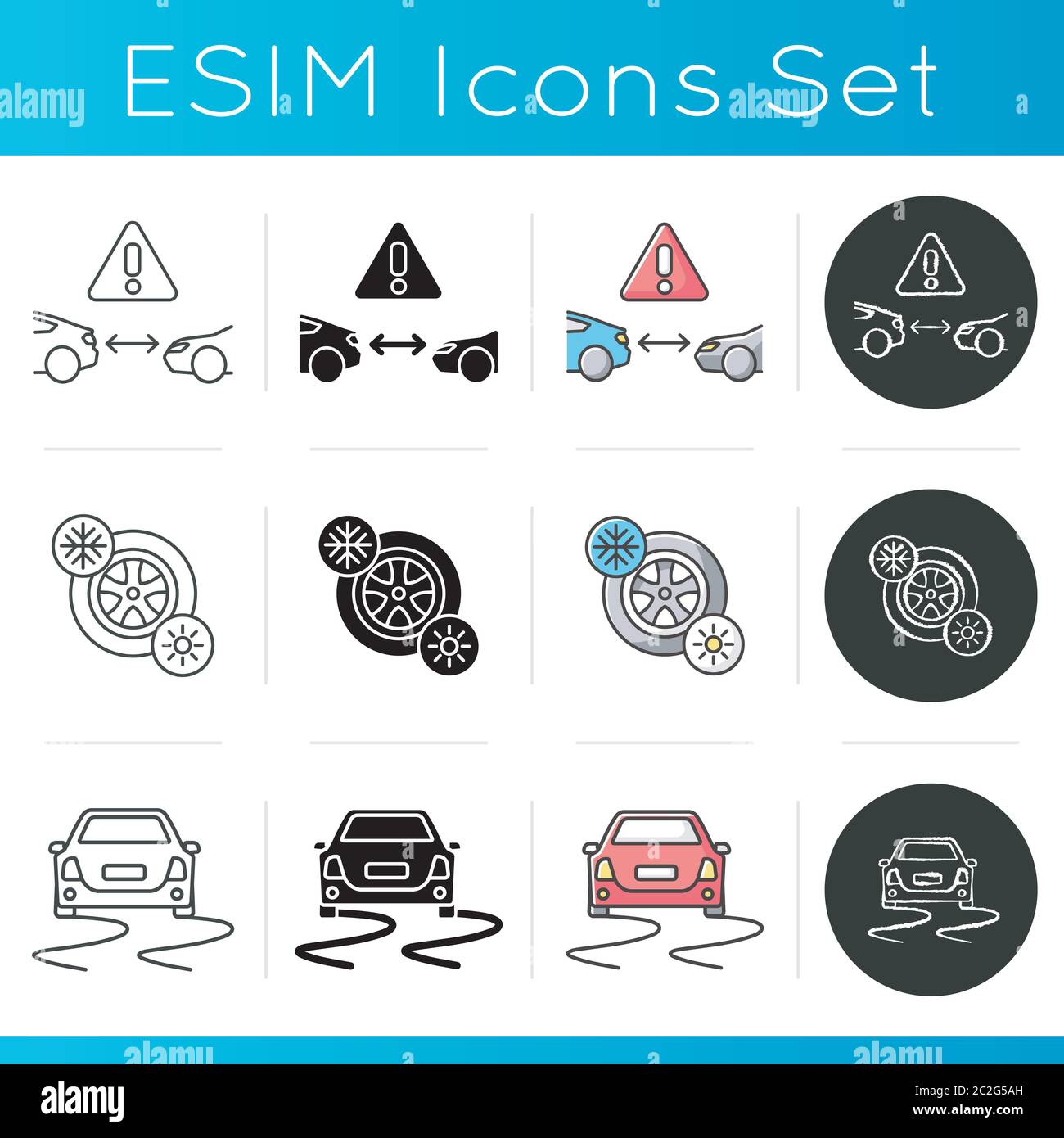 Driving safety icons set Stock Vector Image & Art - Alamy