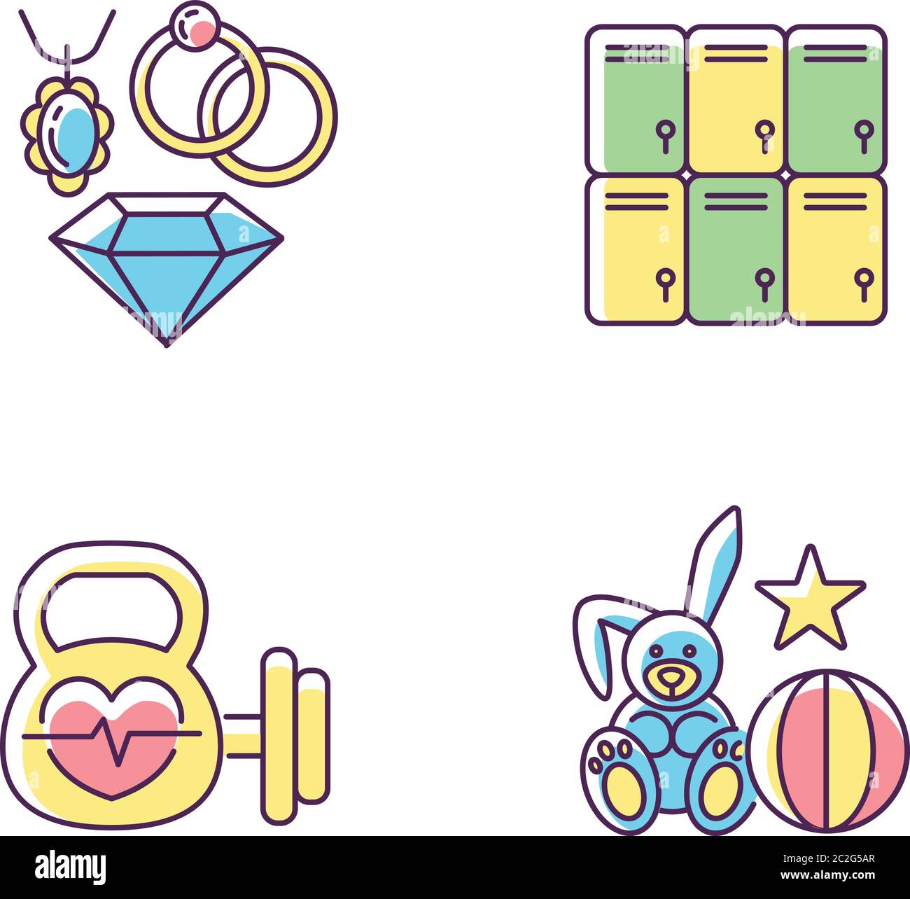 Shopping mall departments RGB color icons set Stock Vector Image & Art ...