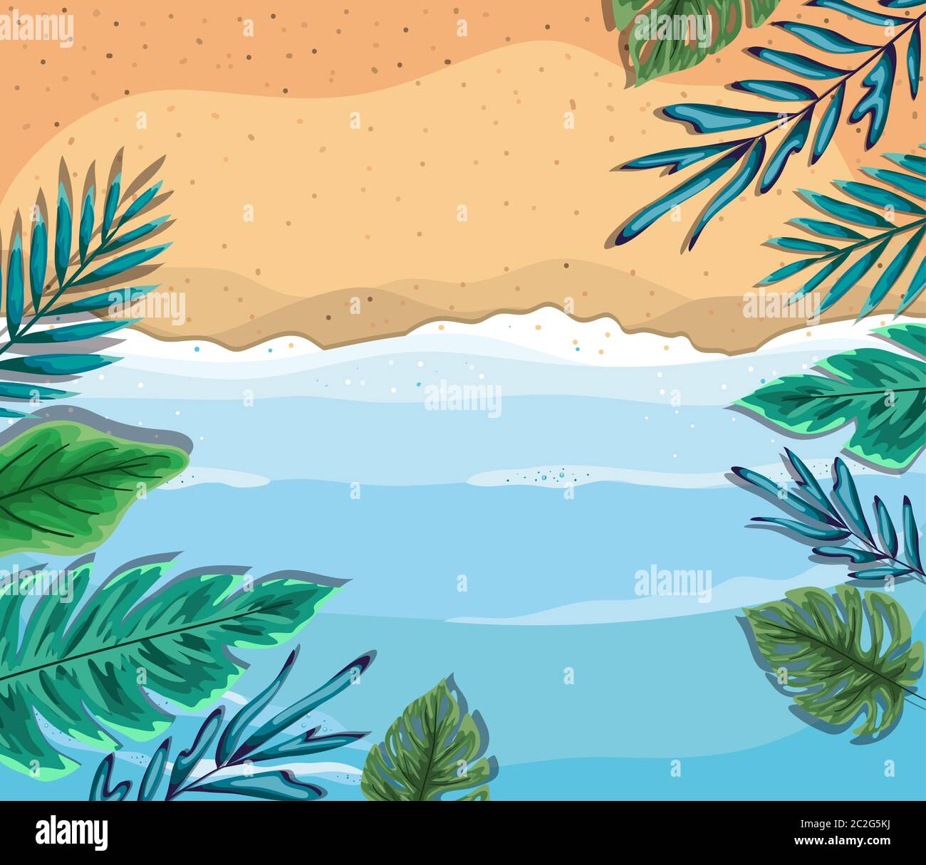 beach with leaves top view design, Summer vacation and tropical theme ...