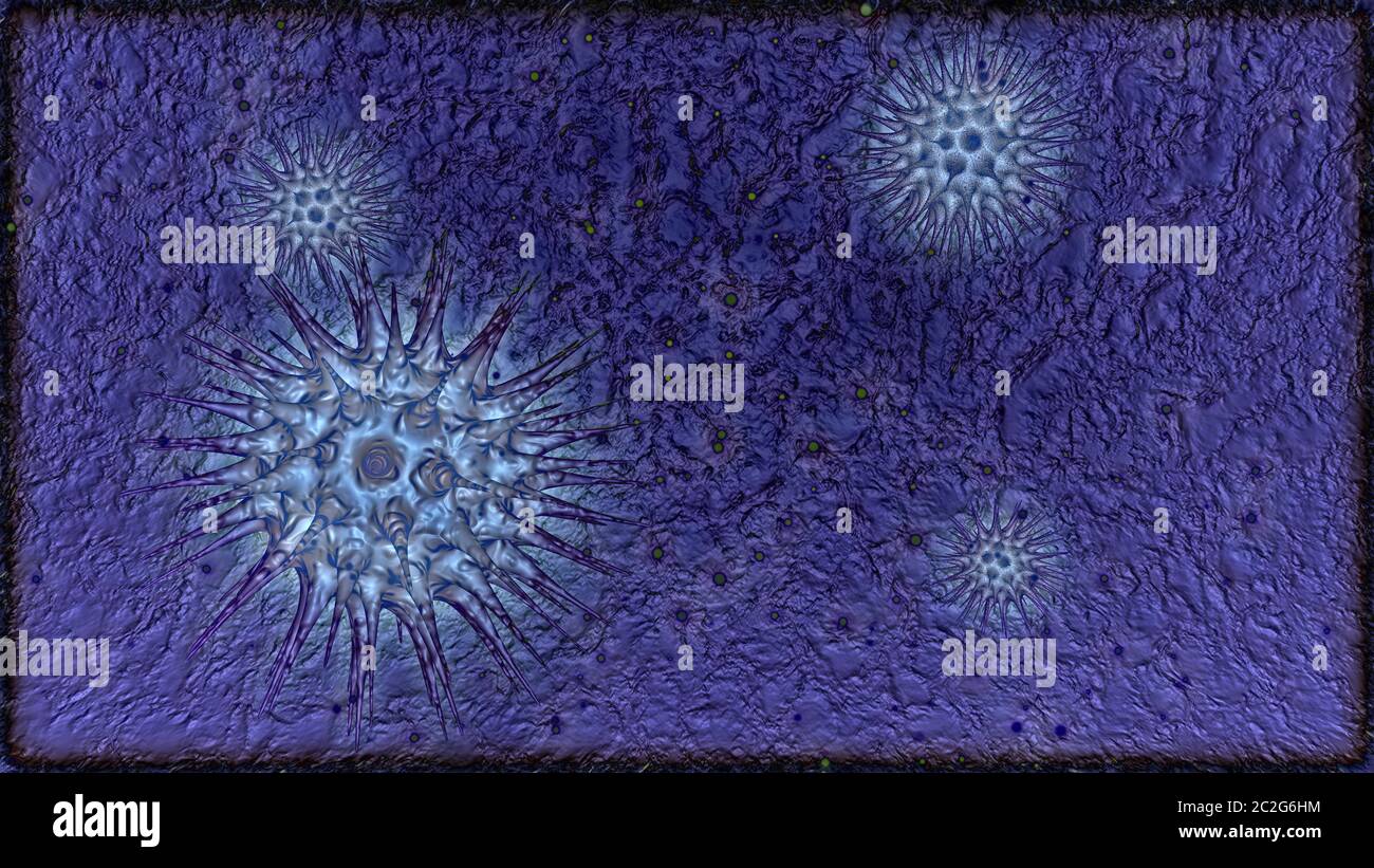 Coronavirus SARS-CoV-2 Wuhan. Viruses under microscope.nCoV respiratory ...