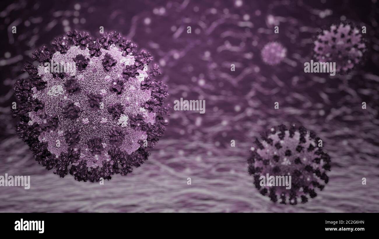Coronavirus SARS-CoV-2 Wuhan. Viruses under microscope.nCoV respiratory ...