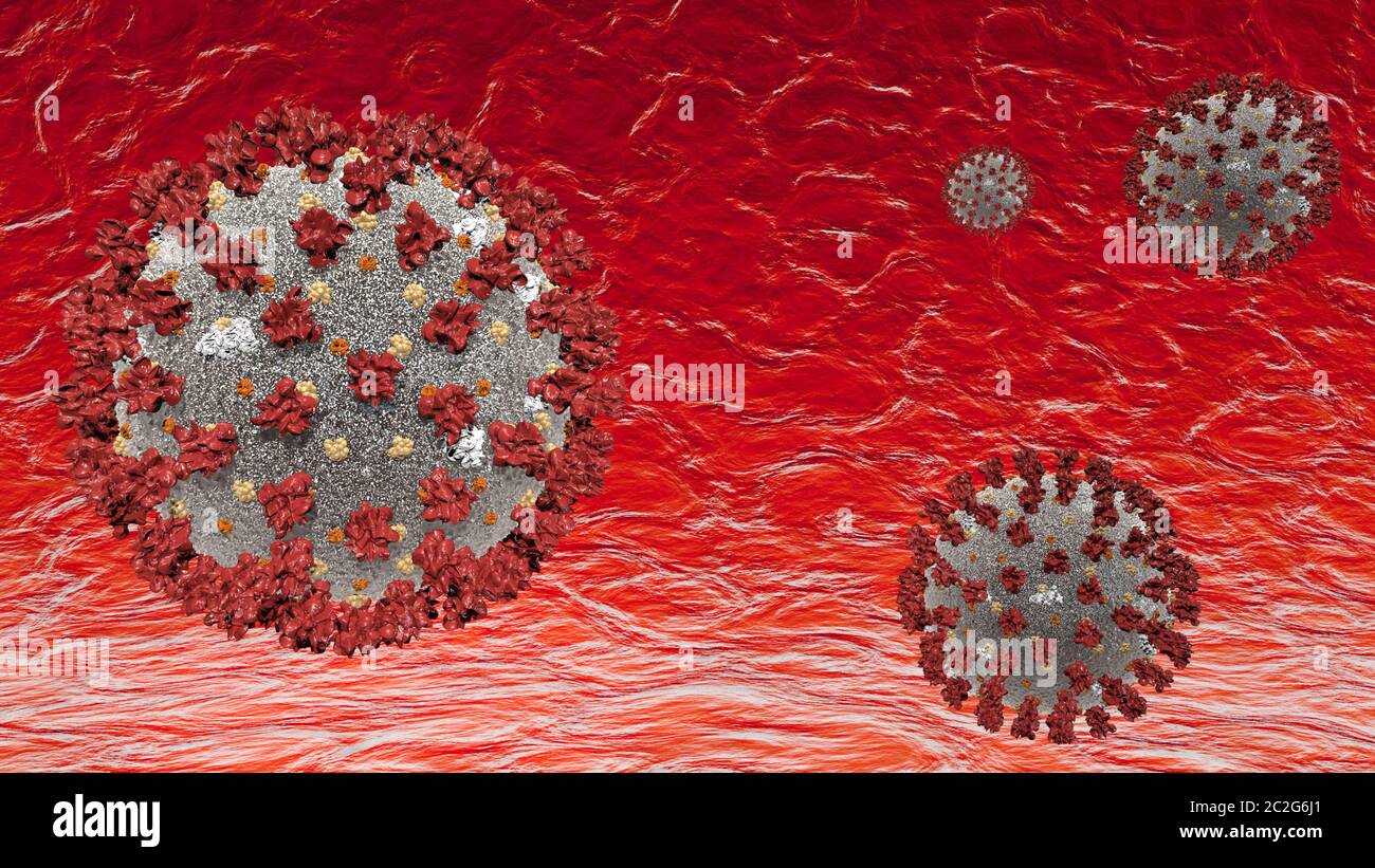 Coronavirus SARS-CoV-2 Wuhan. Viruses under microscope.nCoV respiratory ...