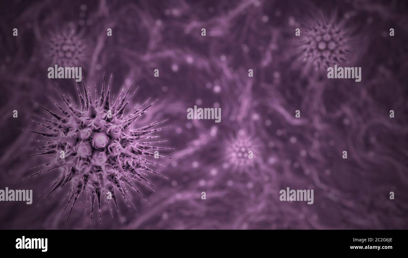 Coronavirus SARS-CoV-2 Wuhan. Viruses under microscope.nCoV respiratory ...