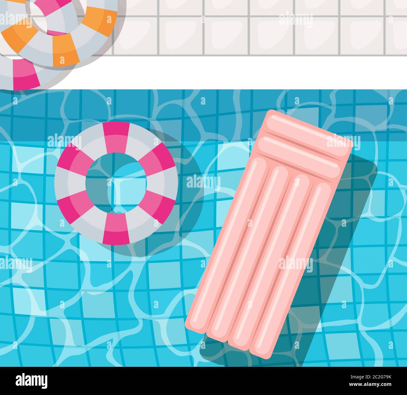 pool with floats top view design, Summer vacation and tropical theme ...