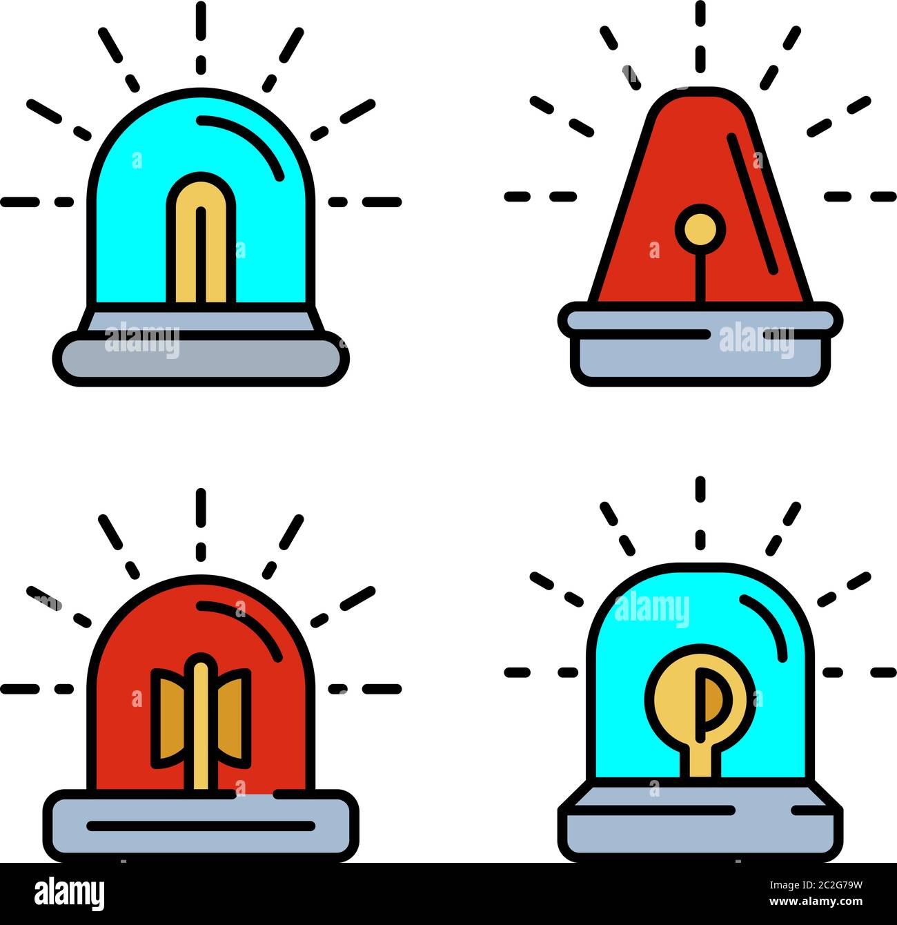 Flasher icon set line color vector Stock Vector Image & Art - Alamy