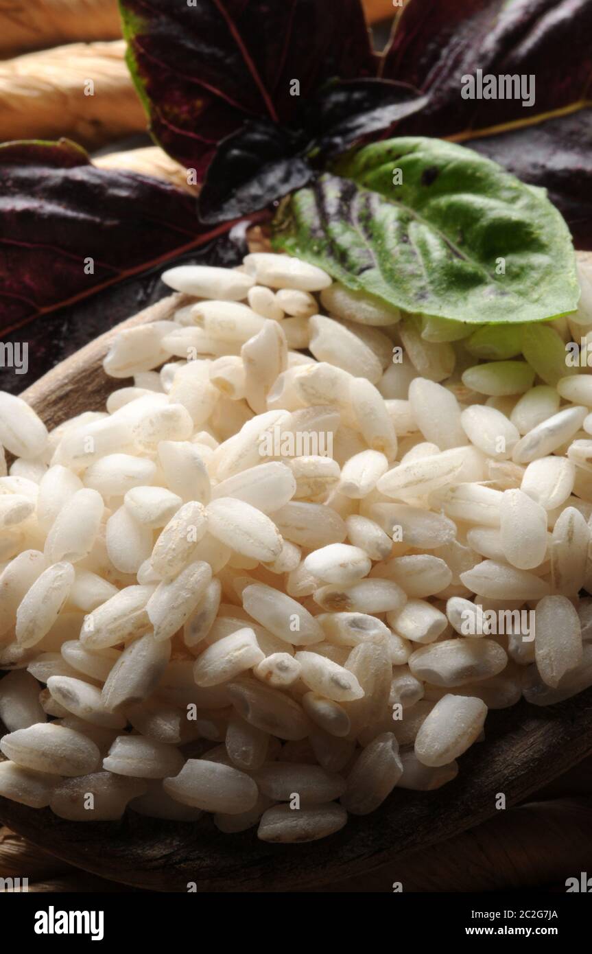 Closeup of raw Arborio rice Stock Photo - Alamy