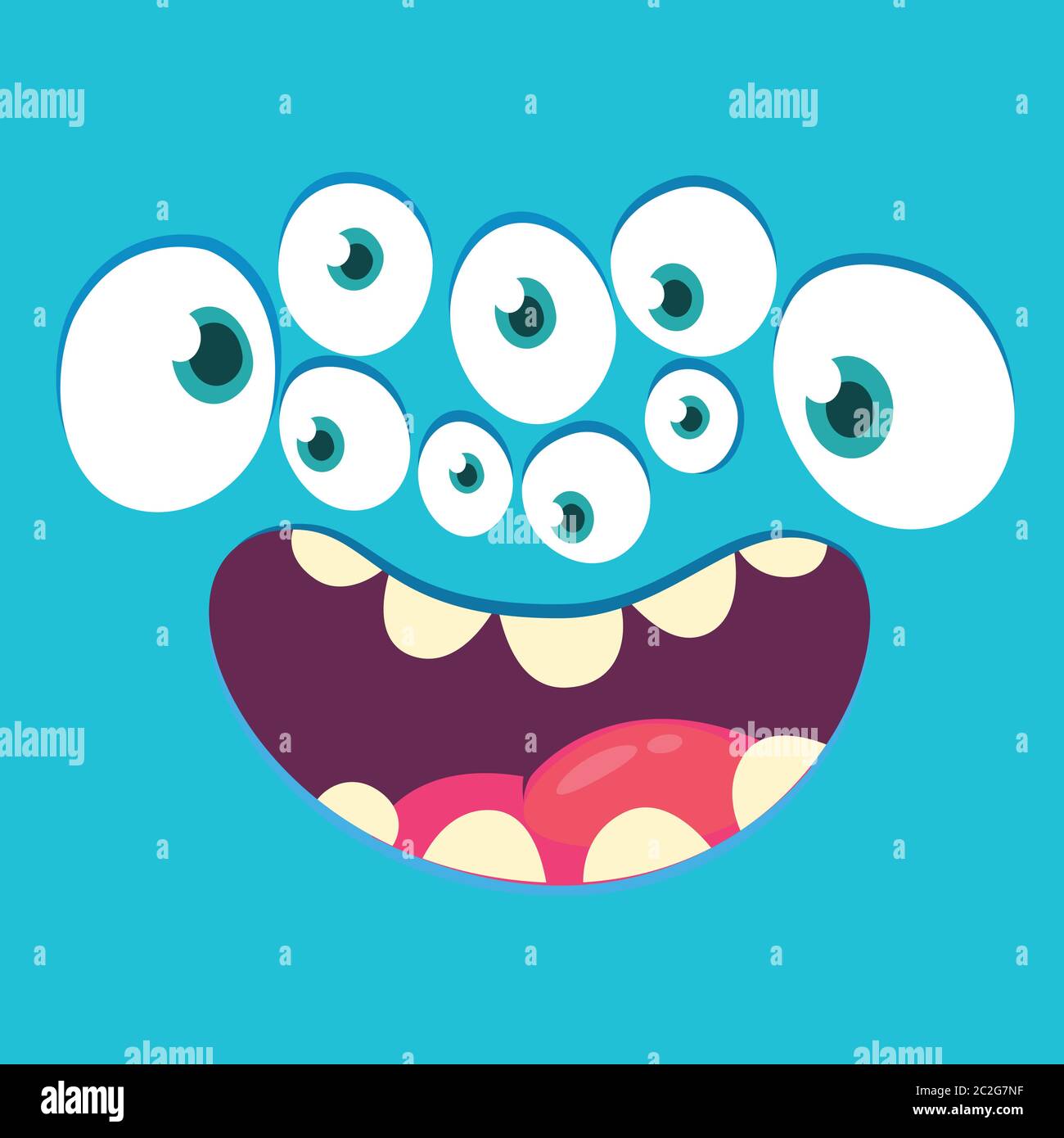 Cool cartoon black monster face. Halloween vector illustration Stock ...