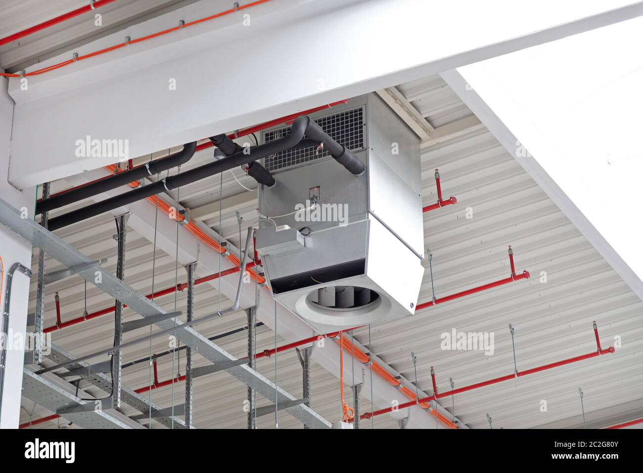 Air Conditionr Unit Hvac at Ceiling in Warehouse Stock Photo - Alamy