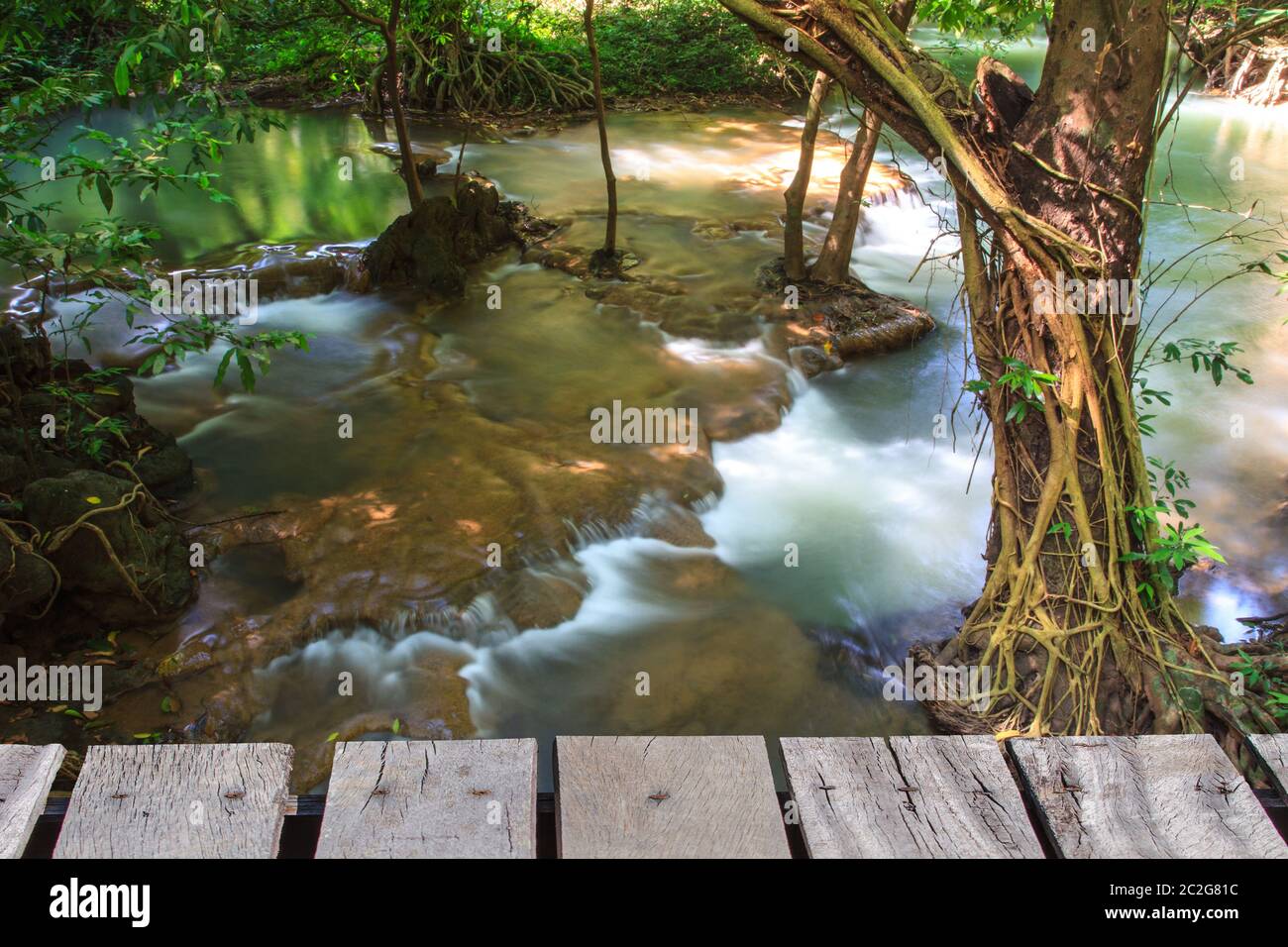 Waterfall in the tropical forest at Thanbok Khoranee National Park ...