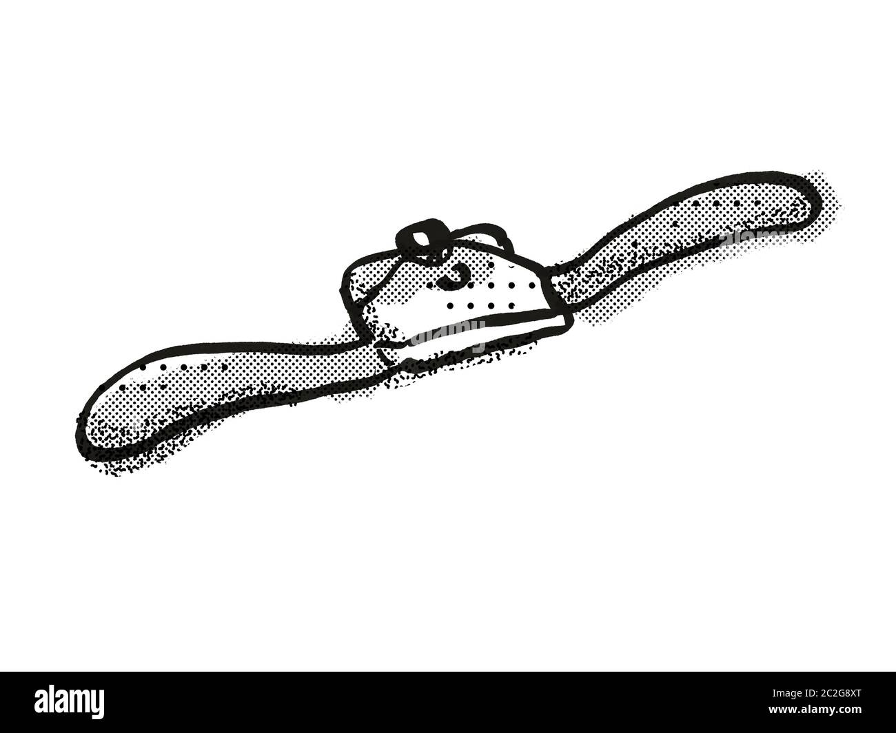 Retro cartoon style drawing of a spokeshave , a woodworking hand tool ...