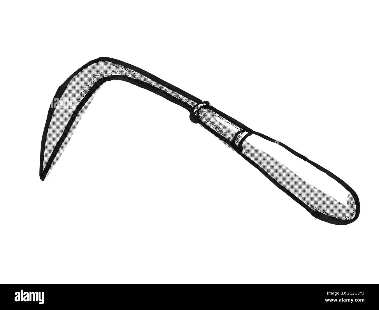 Retro cartoon style drawing of a crevice weeder , a garden or gardening ...