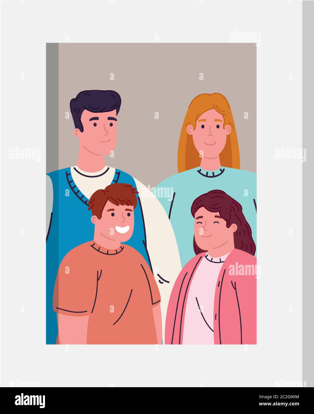 photo family in picture frame on white background Stock Vector Image ...