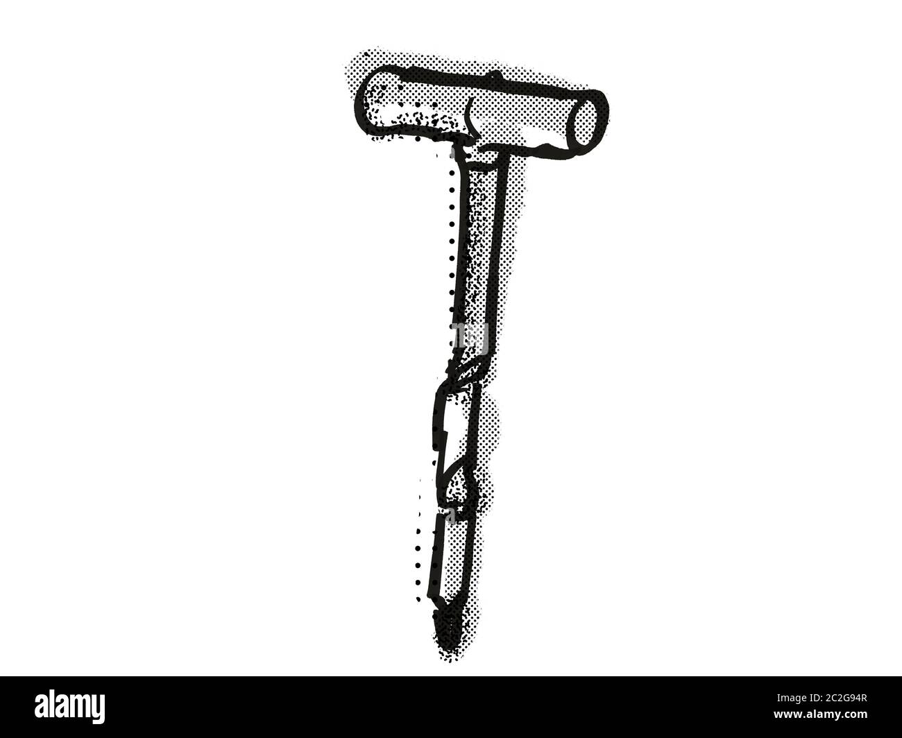 Retro cartoon style drawing of a gimlet , a woodworking hand tool on ...