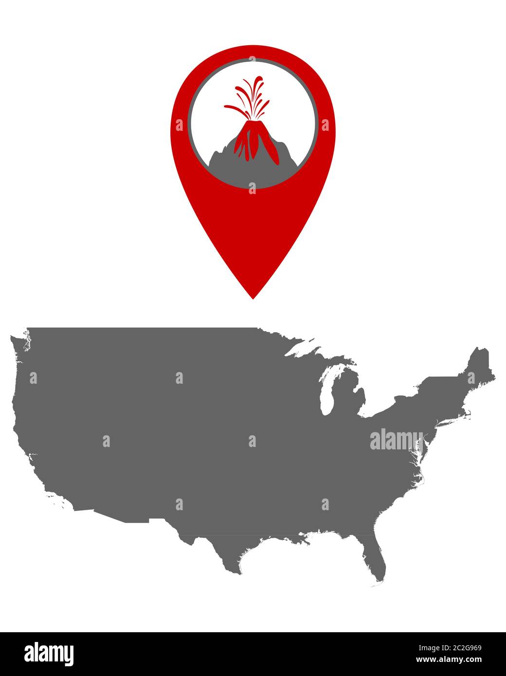 Karte der USA mit Anzeiger für Vulkan Stock Photo - Alamy