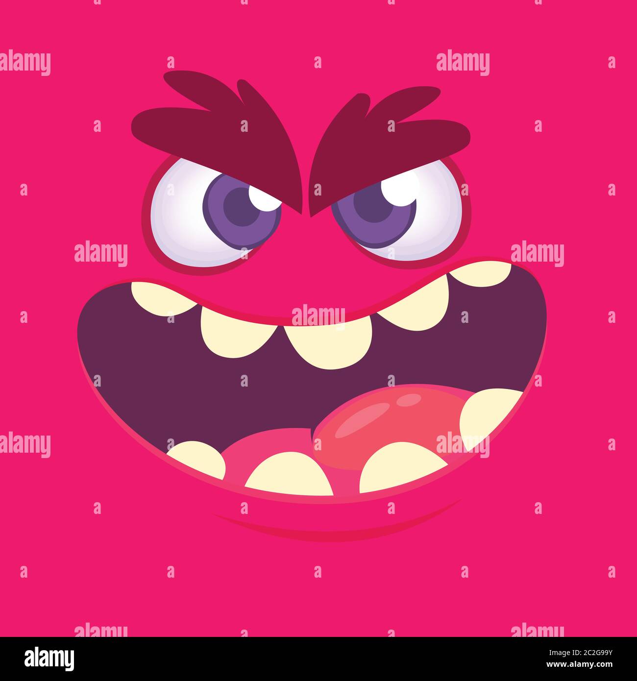 Cool cartoon monster face. Halloween vector illustration Stock Vector ...
