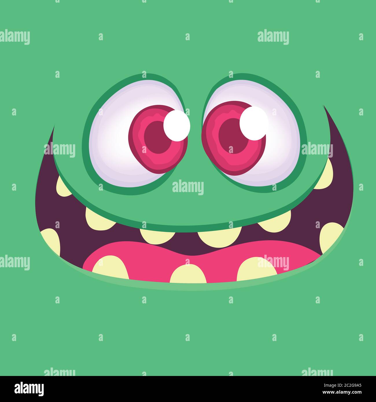 Cool cartoon monster face. Halloween vector illustration Stock Vector ...