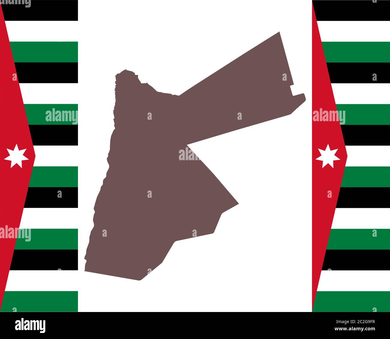 Landkarte von Jordanien auf Hintergrund mit Fahne Stock Photo - Alamy
