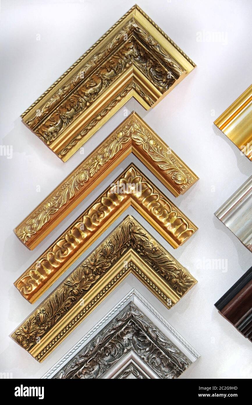 Gold and silver frame corners samples on white background Stock Photo ...