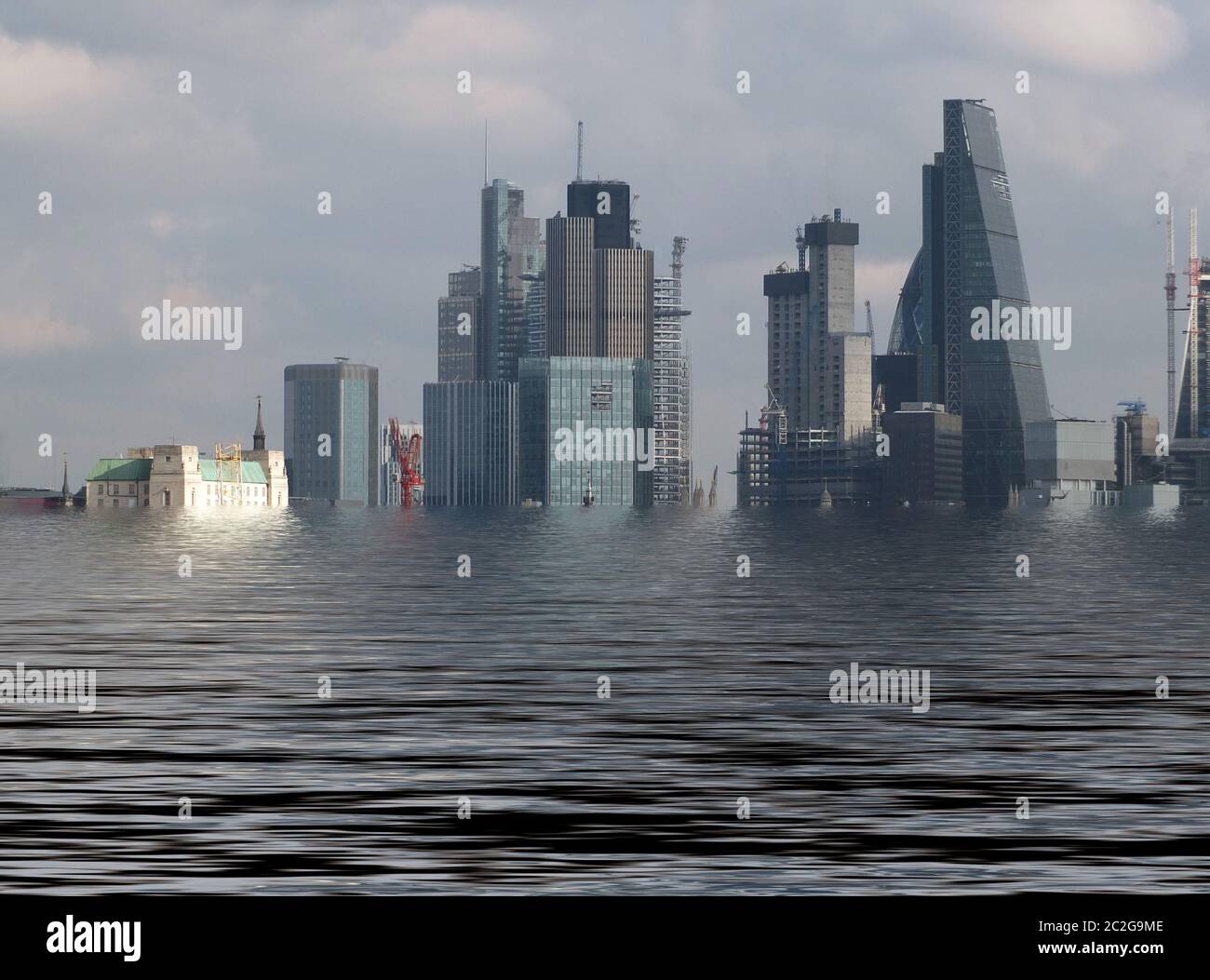 manipulated conceptual image of the city of london with buildings ...