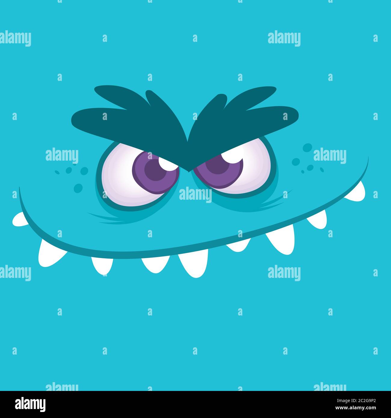 Cartoon monster face. Vector Halloween monster avatar. Monster ...