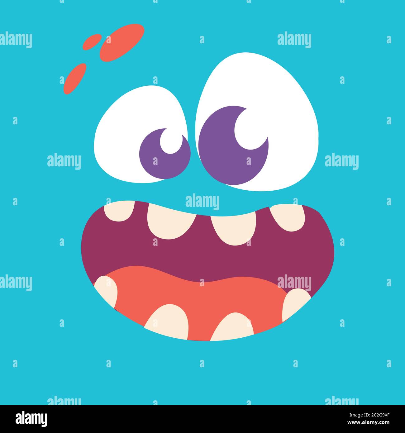 Cartoon monster face. Vector Halloween monster avatar. Monster ...