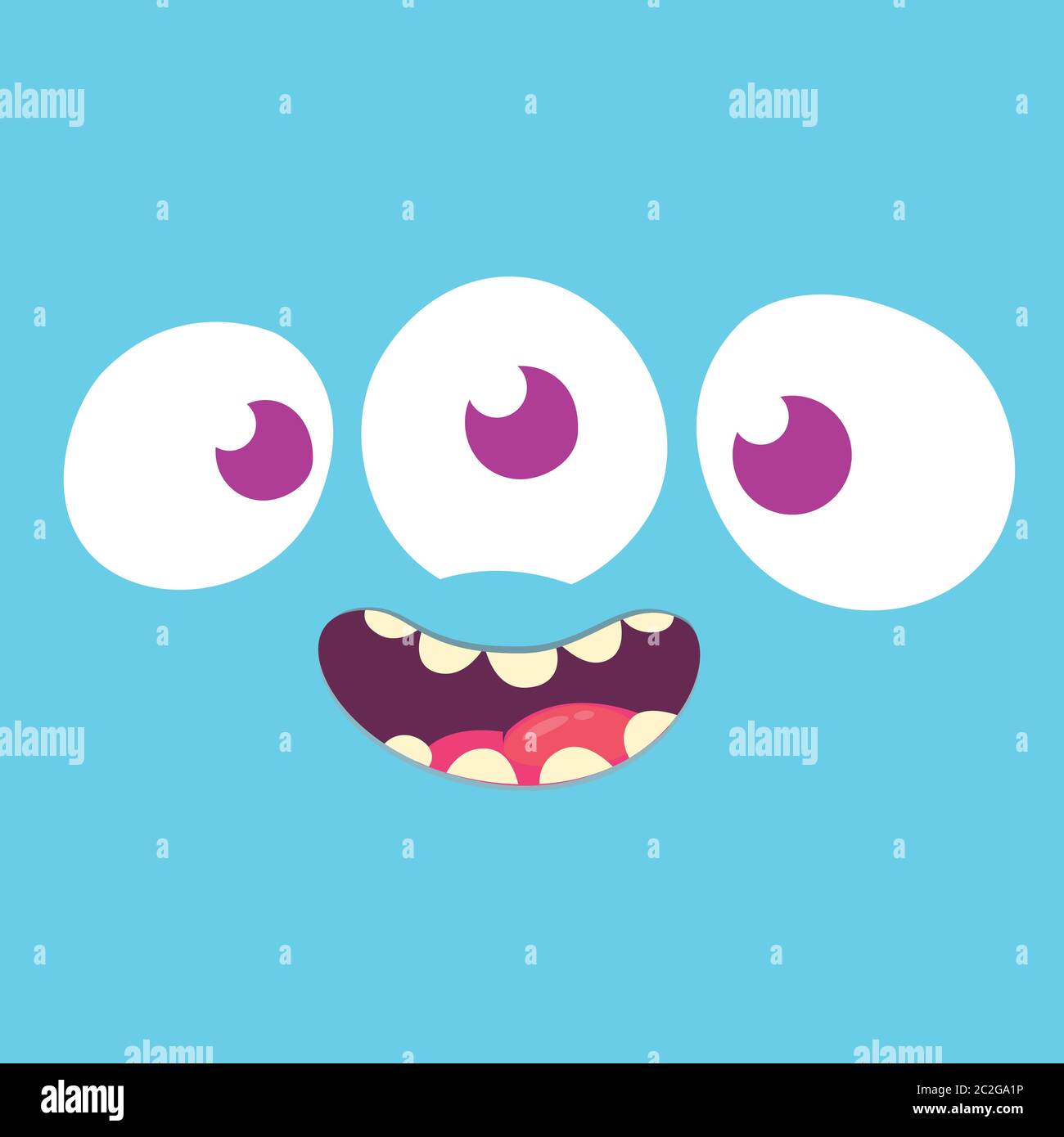 Happy and cute cartoon monster with three eyes. Vector illustration ...