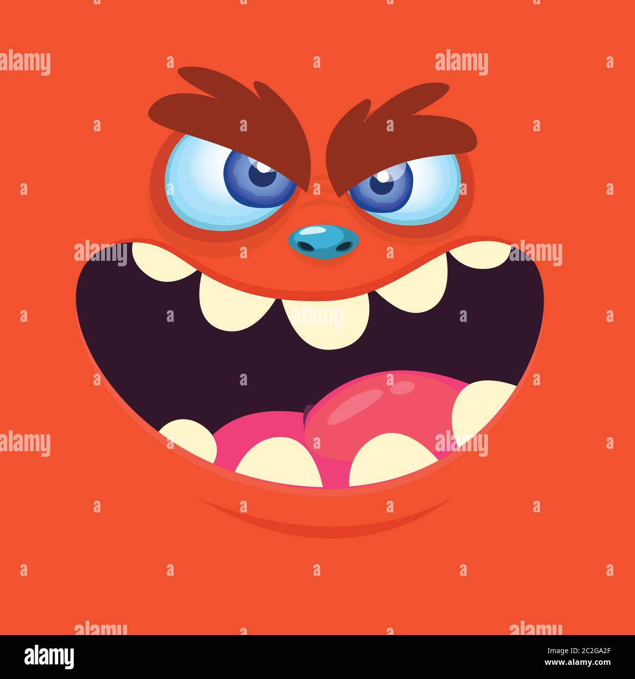 Cool cartoon red monster face. Halloween vector illustration Stock ...