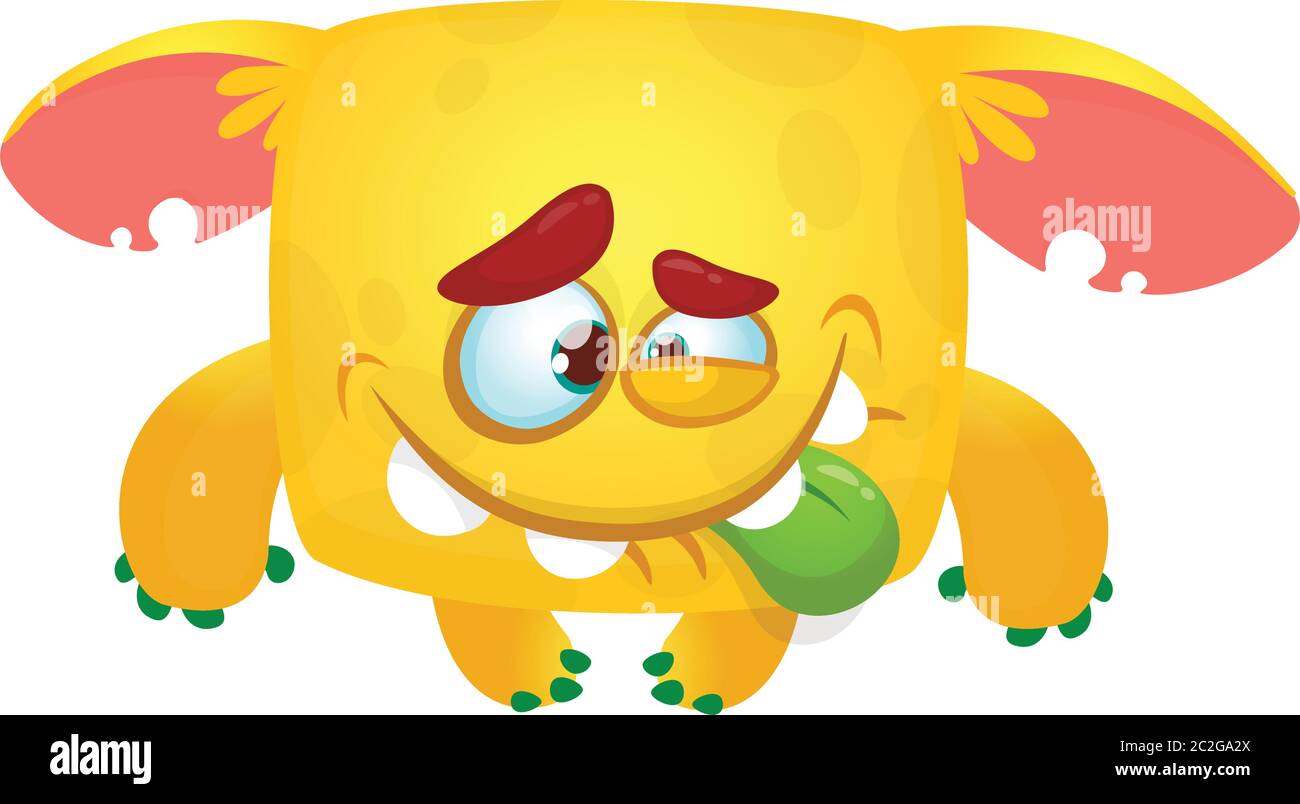 Funny and happy cartoon monster . Vector Halloween illustration Stock ...