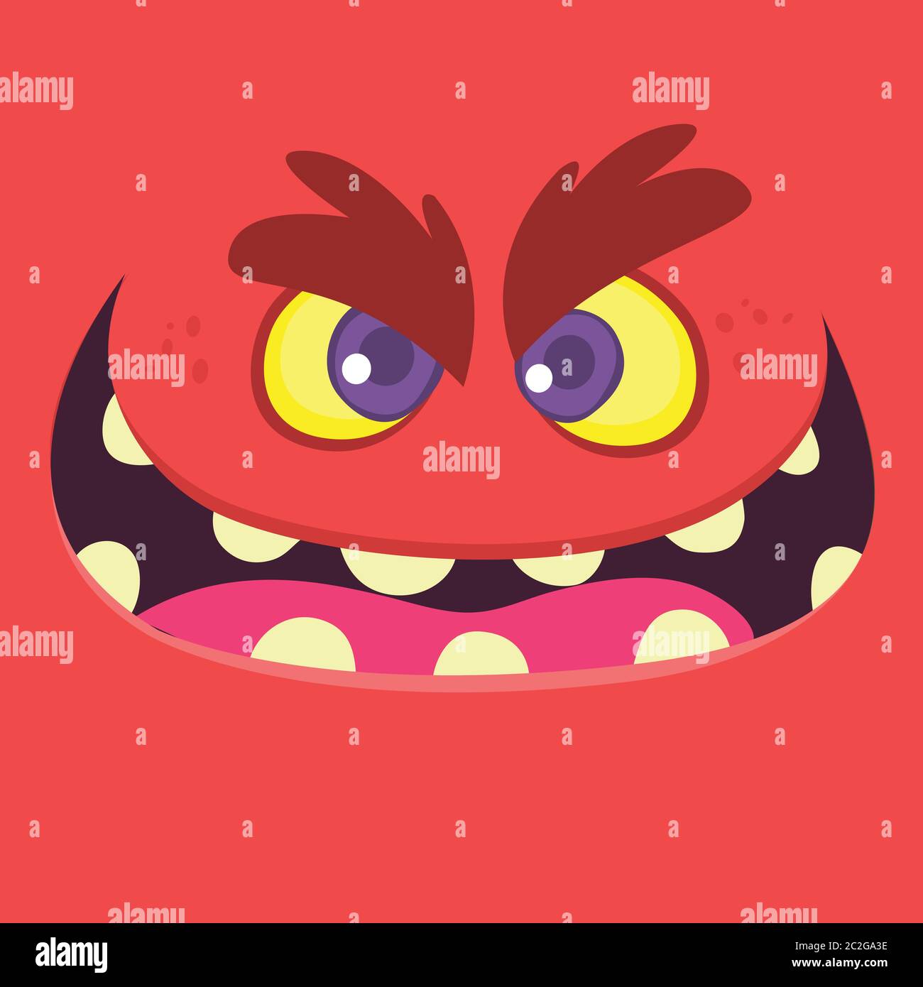 Cool cartoon monster face. Halloween vector illustration Stock Vector ...