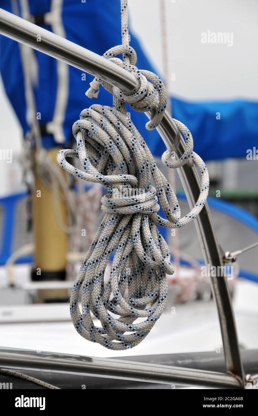 rope of a sailing boat Stock Photo - Alamy