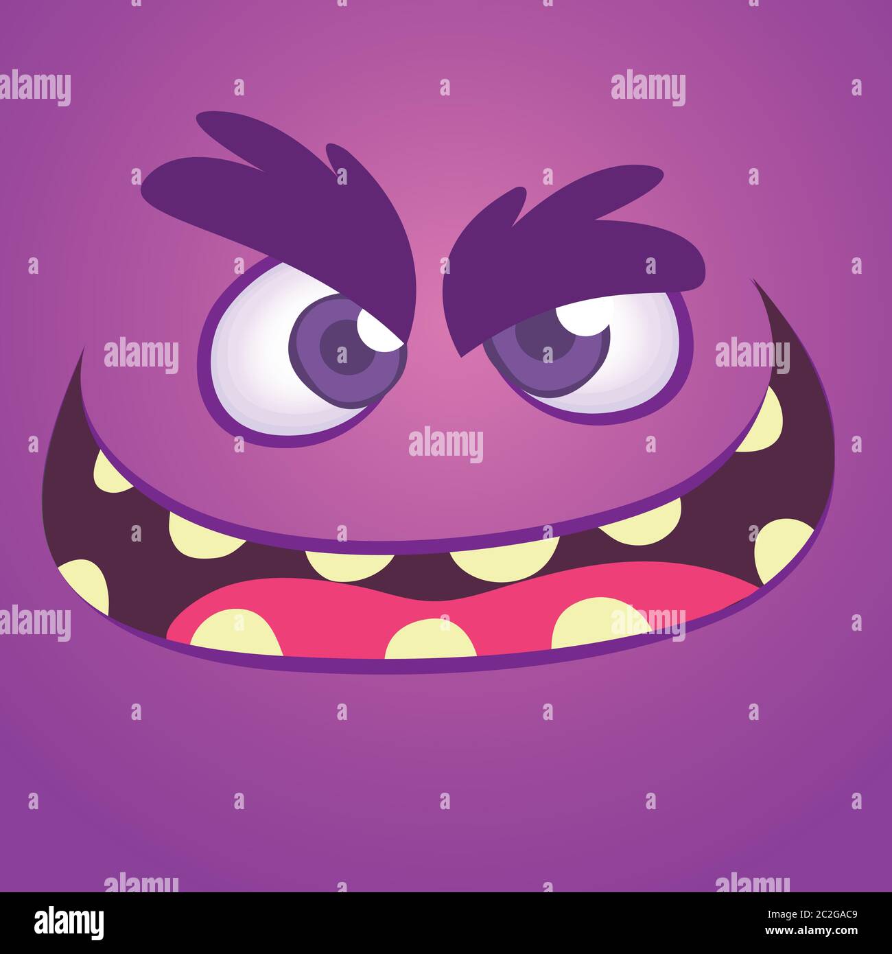 Cartoon angry monster face. Vector Halloween monster avatar. Monster ...