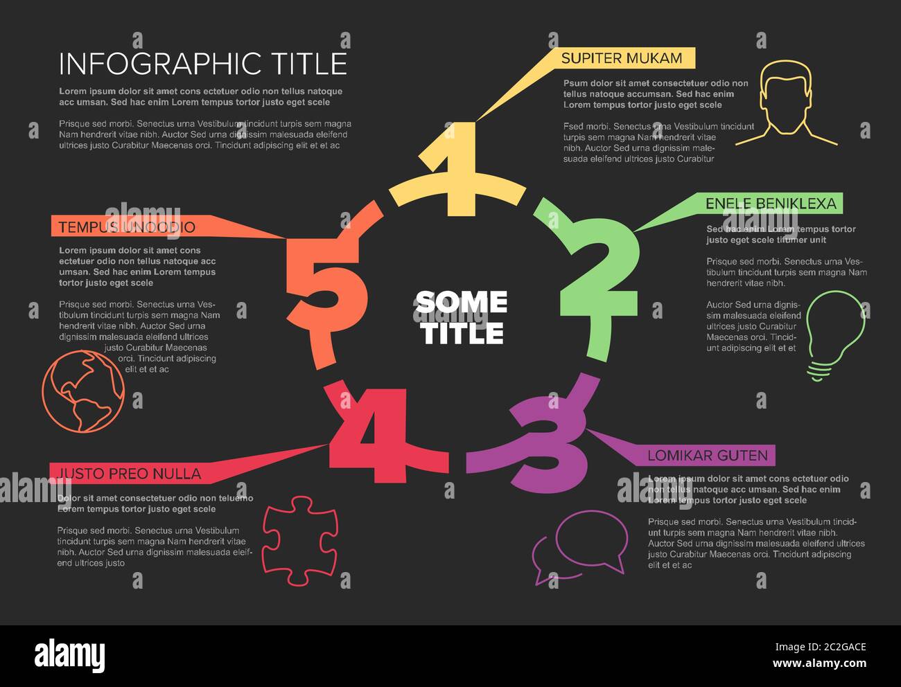 One two three four five - vector paper five steps cycle progress ...