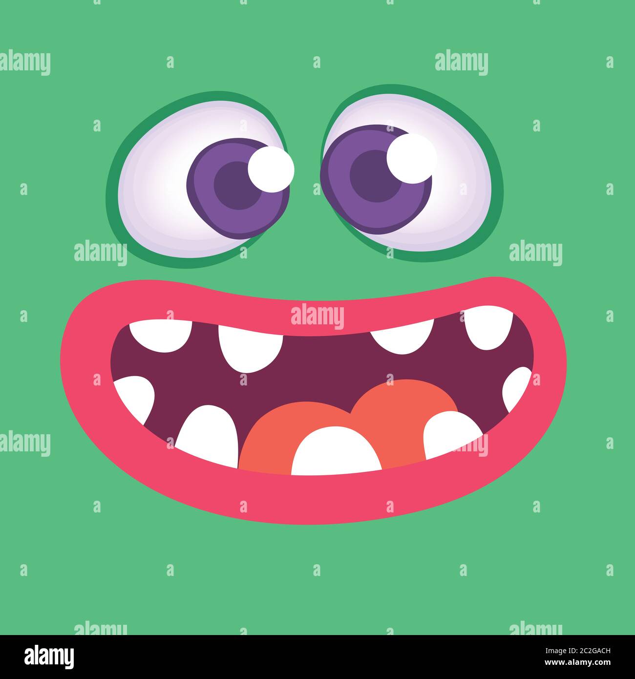 Cartoon monster face. Vector Halloween monster avatar. Monster ...