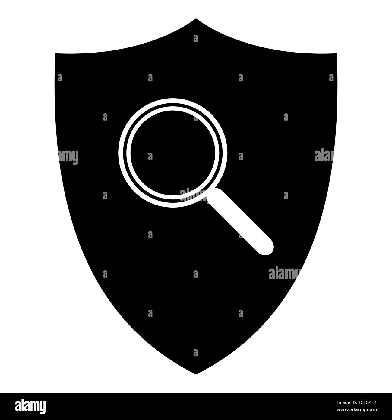 Magnifier and shield Stock Photo - Alamy