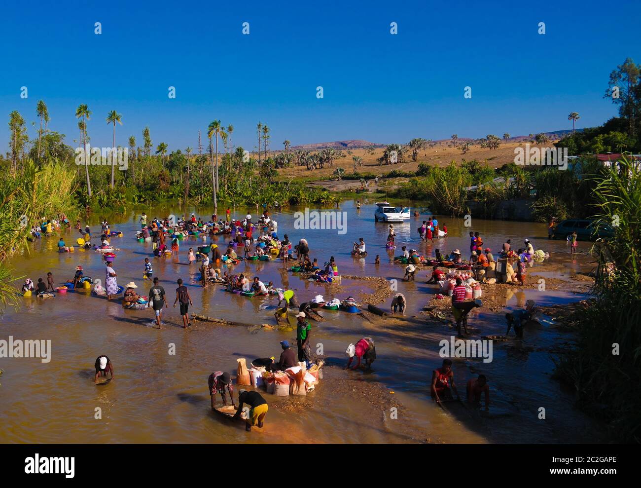 Mining of gems, gold and sapphires. Ilakaka Ihosy District, Ihorombe ...