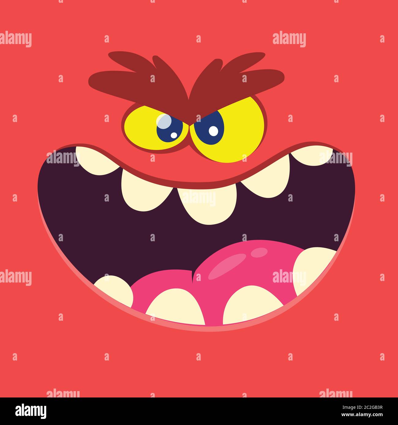 Cartoon monster face. Vector Halloween monster avatar. Monster ...