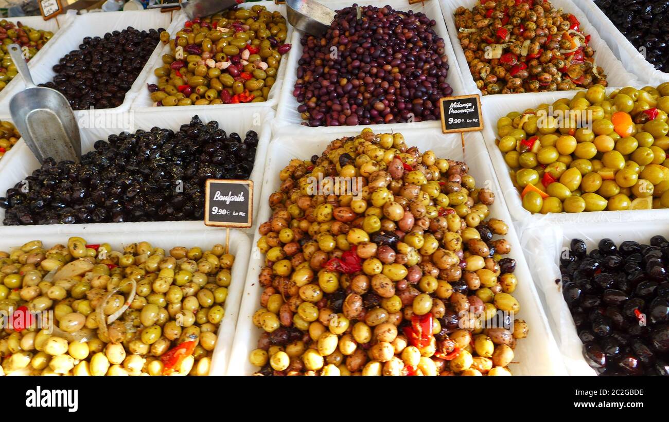 Beautiful open-air market in Nice, France selling a wide variety of ...
