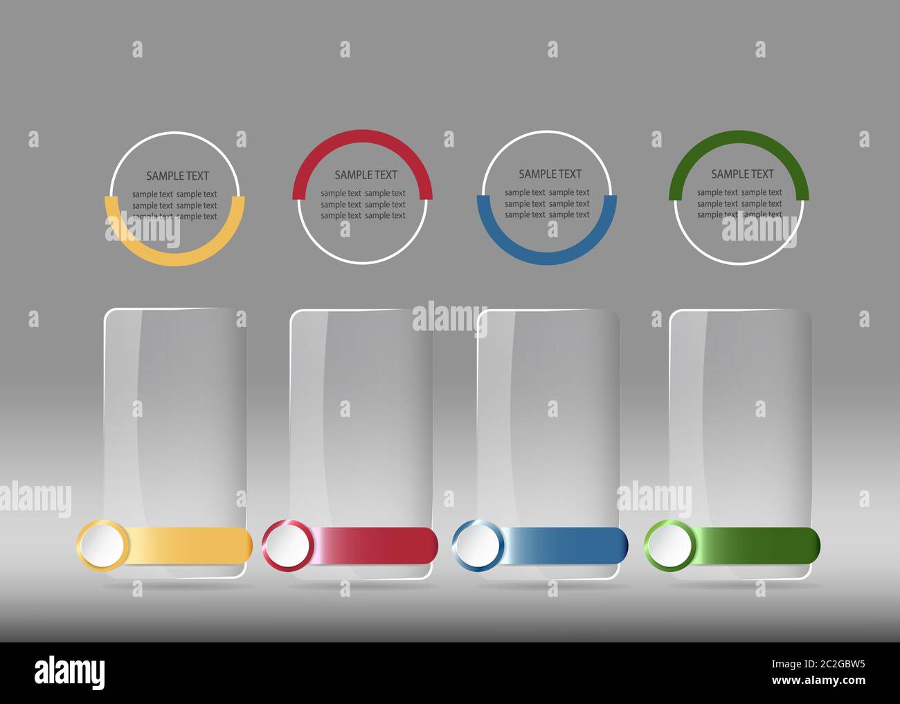 Infographic vector showing four empty color circles and vertical ...