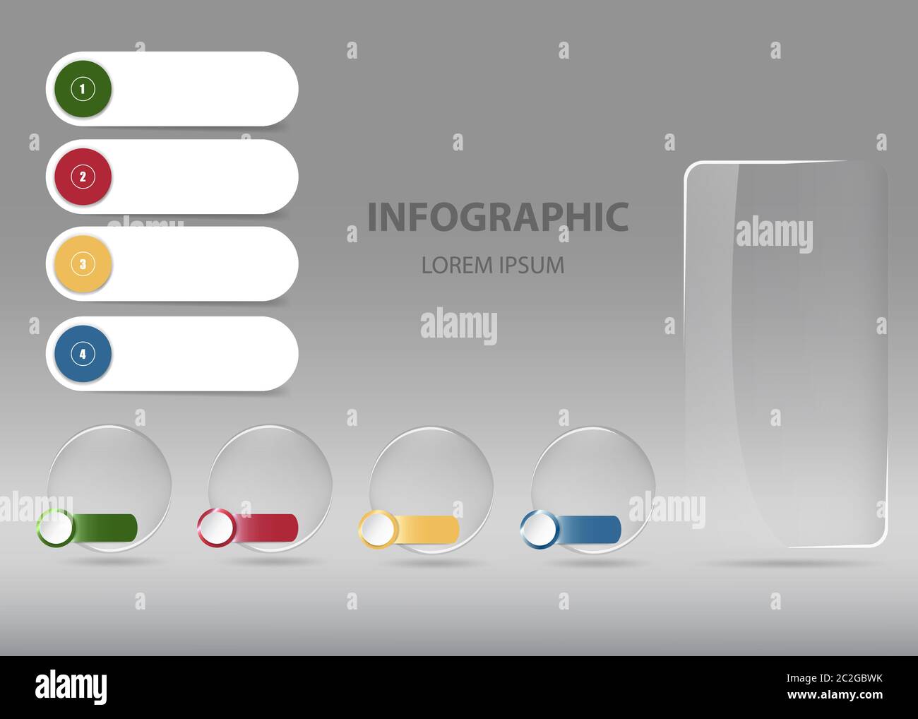 Infographic of white labels, transparent rectangle and transparent ...
