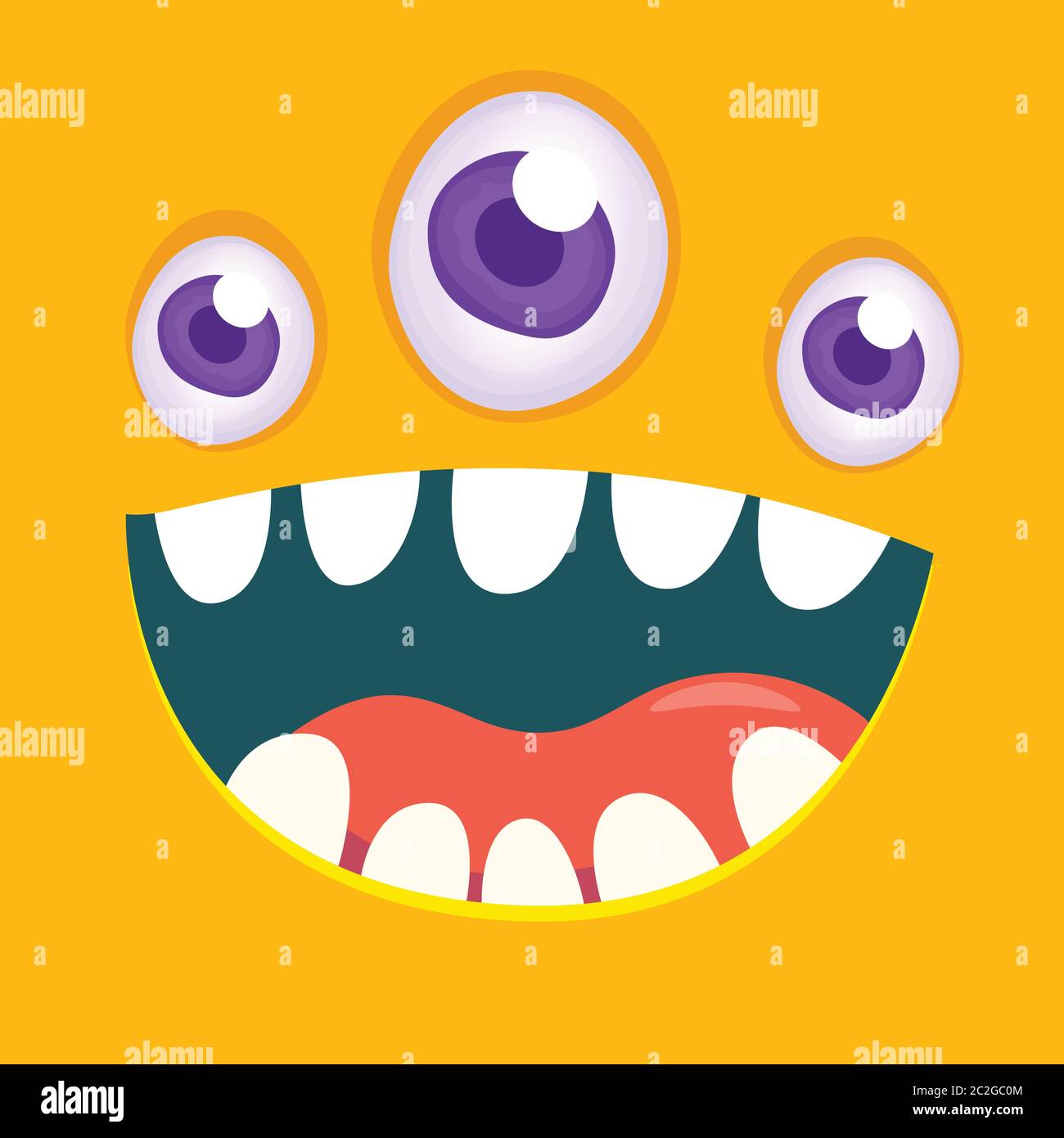 Cool cartoon monster face. Halloween vector illustration Stock Vector ...