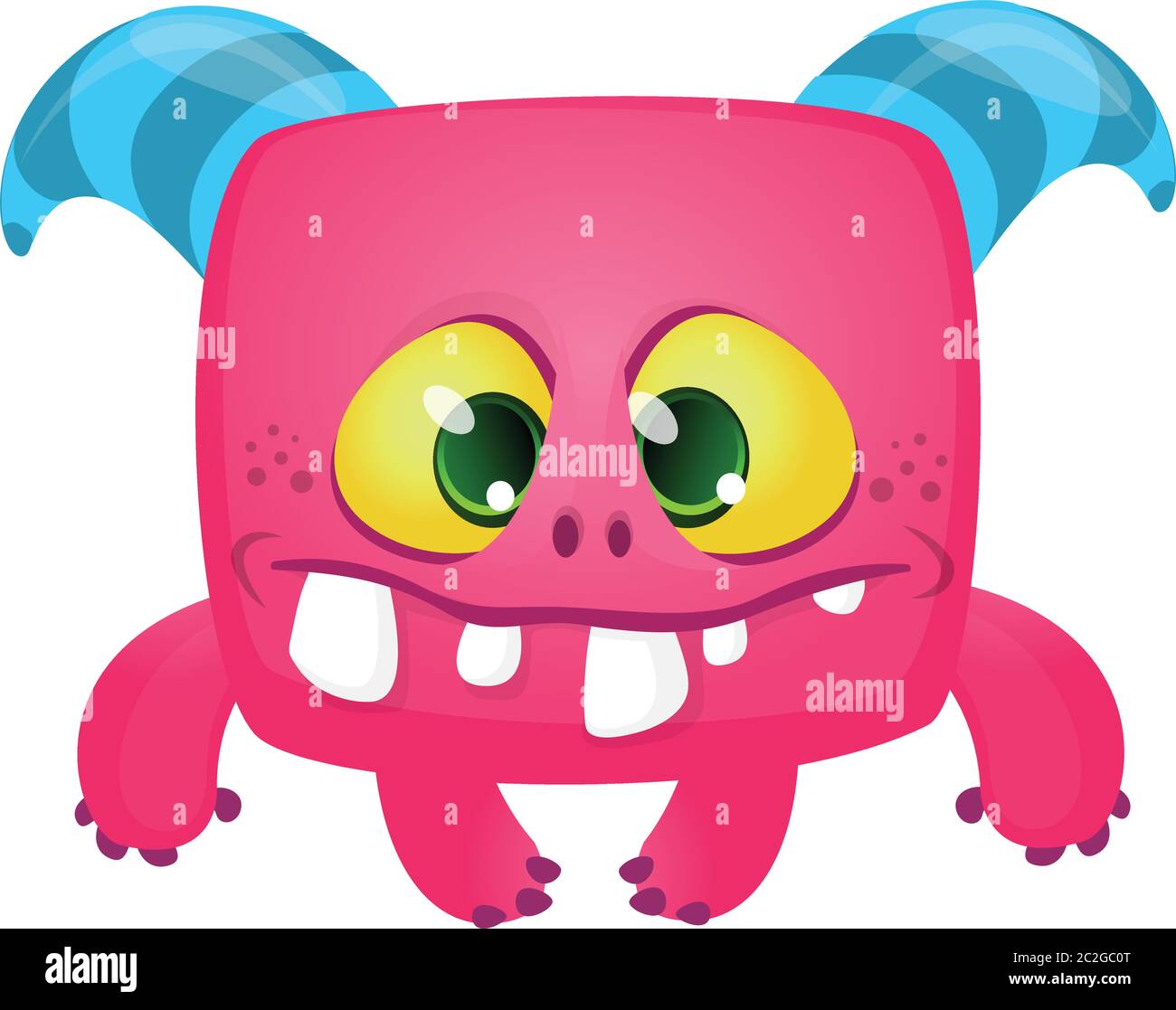 Funny and cute cartoon monster alien . Vector Halloween illustration ...