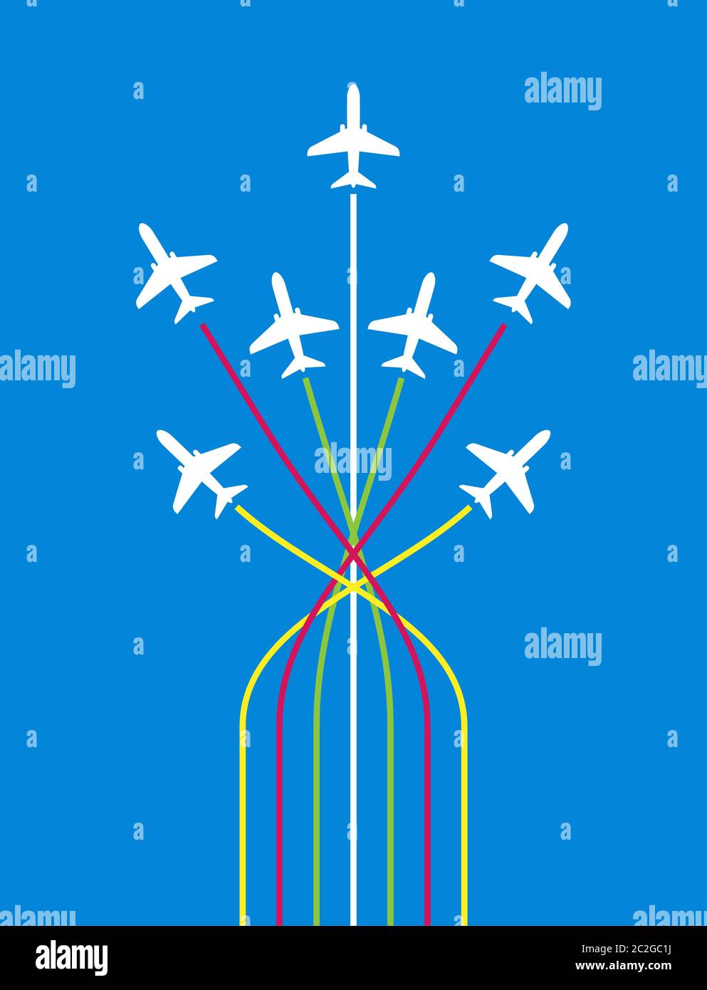 Airplane Flying Formation In Blue Sky, Air Show Display, The ...