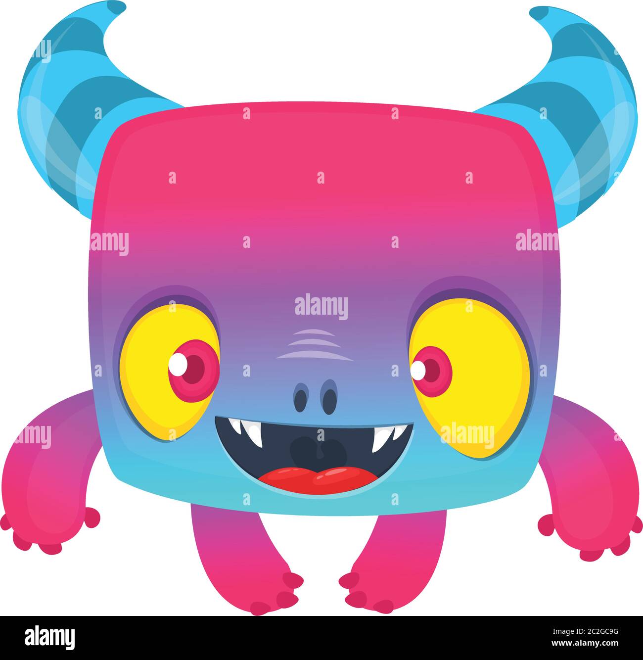 Funny and cute cartoon monster alien . Vector Halloween illustration ...