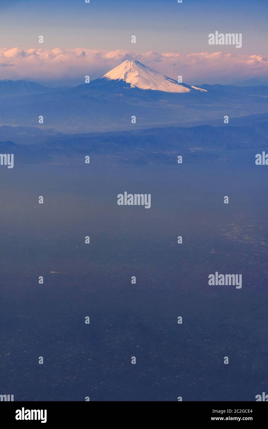 Aerial view of Fuji san, Mountain Fuji, landmark mountain of Japan ...
