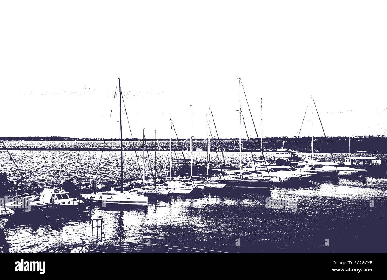 Port in sunset Stock Vector Images - Alamy