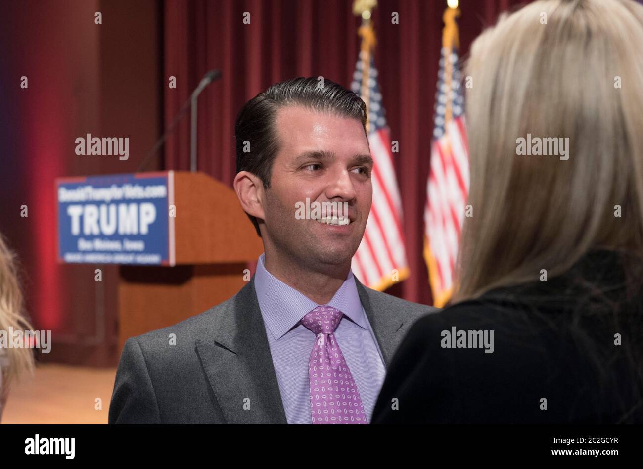 Des Moines Iowa USA, January 28 2016: Donald Trump Jr. mingles after ...