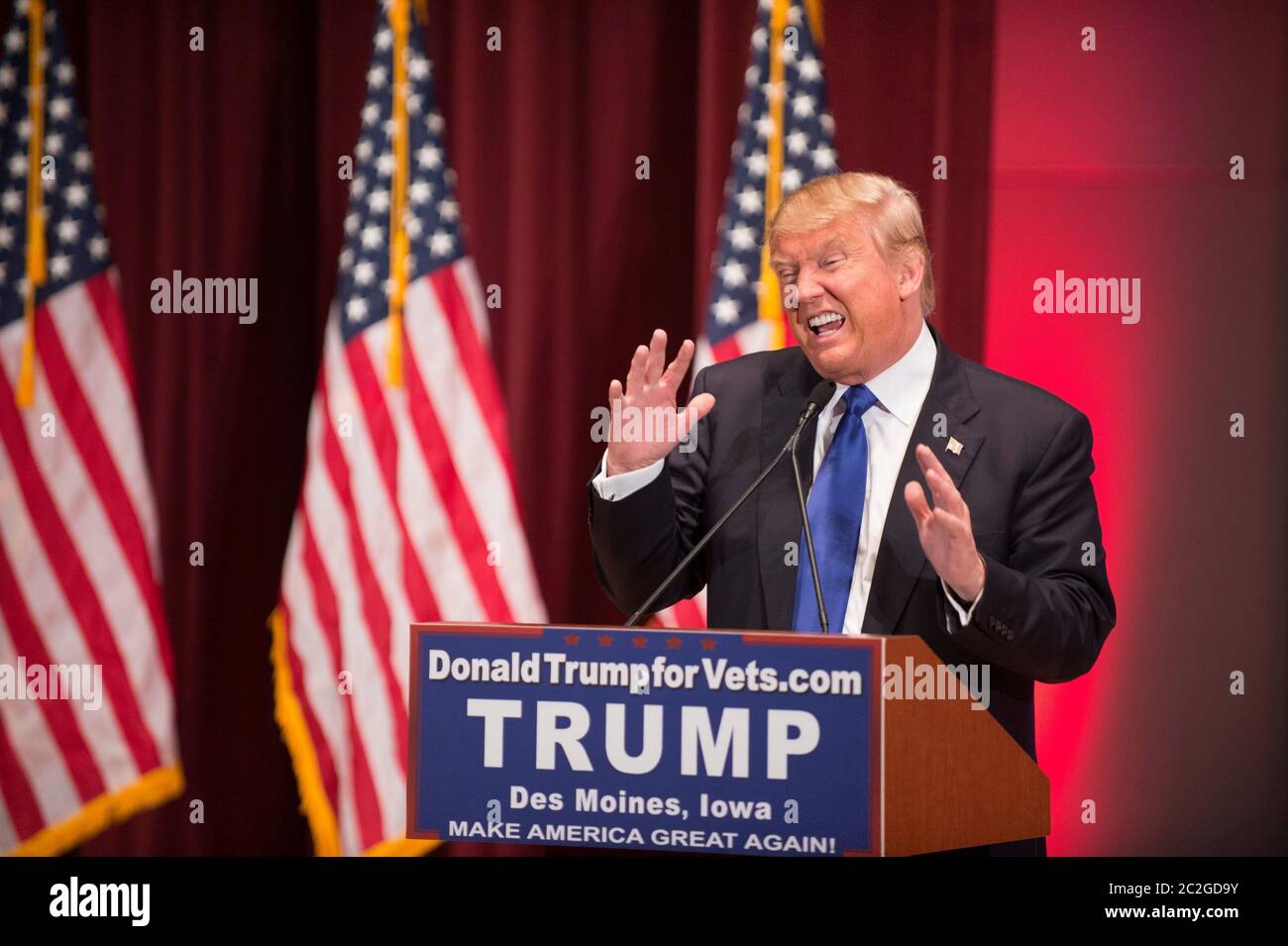 Des Moines Iowa USA, January 28, 2016: New York businessman Donald ...